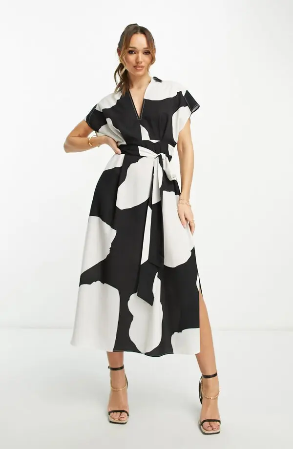 knee length dresses for ladies Anais Midi Wrap Dress Black / M main image 0