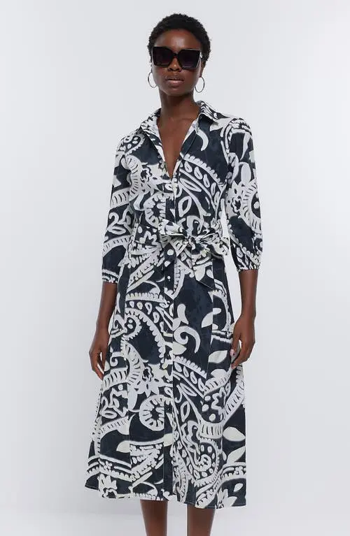 RIVER ISLAND Shelly Tie Waist Shirtdress