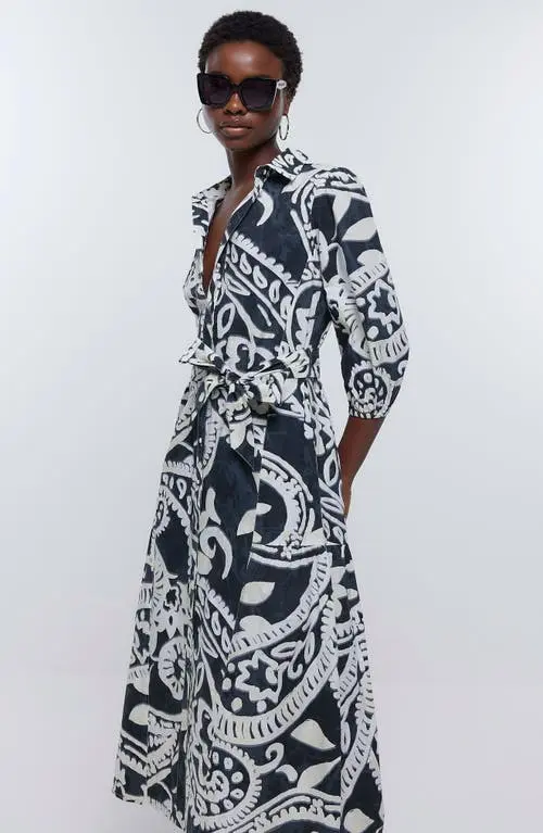 RIVER ISLAND Shelly Tie Waist Shirtdress