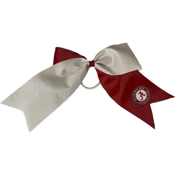 USA LICENSED BOWS Alabama Tide Jumbo Glitter Bow With Ponytail Holder