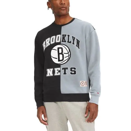 Tommy Hilfiger White Brooklyn Nets Keith Split Pullover Sweatshirt