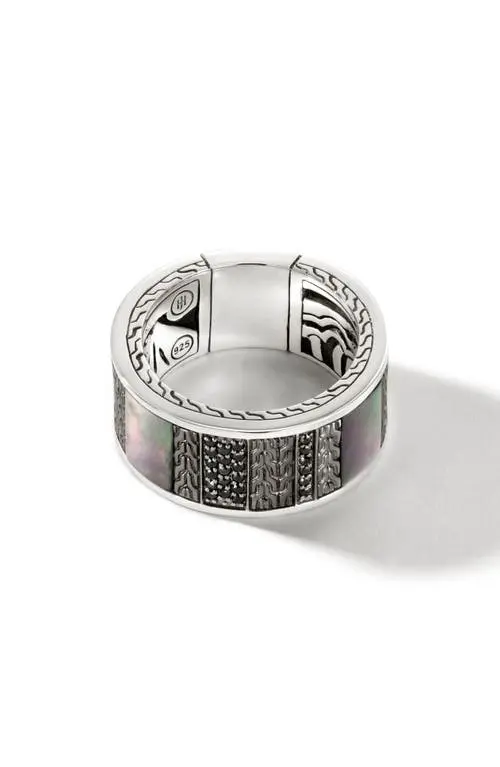 John Hardy Classic Chain Mixed Stone Band Ring - Black