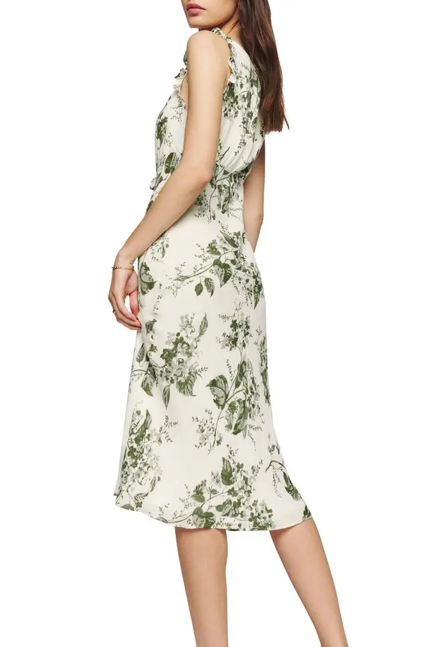 Reformation Leni Floral Print Dress In Sage Brush - 35% Off | Editorialist