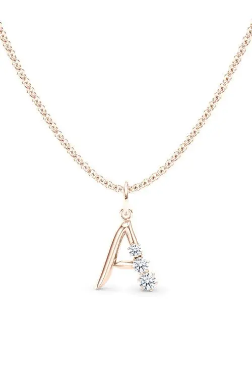 HAUTECARAT Lab Created Diamond Initial Pendant Necklace - A - 18k Rose Gold