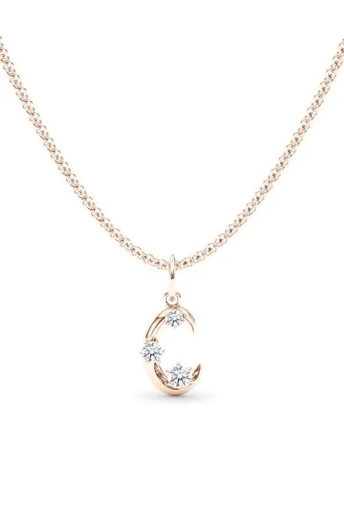 HAUTECARAT Lab Created Diamond Initial Pendant Necklace - C - 18k Rose Gold