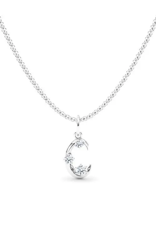 HAUTECARAT Lab Created Diamond Initial Pendant Necklace - C - 18k White Gold