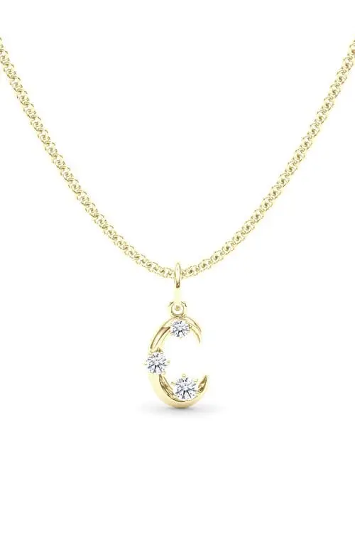 HAUTECARAT Lab Created Diamond Initial Pendant Necklace - C - 18k Yellow Gold