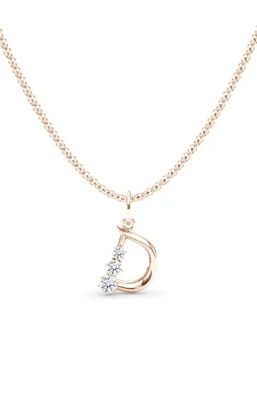 HAUTECARAT Lab Created Diamond Initial Pendant Necklace - D - 18k Rose Gold