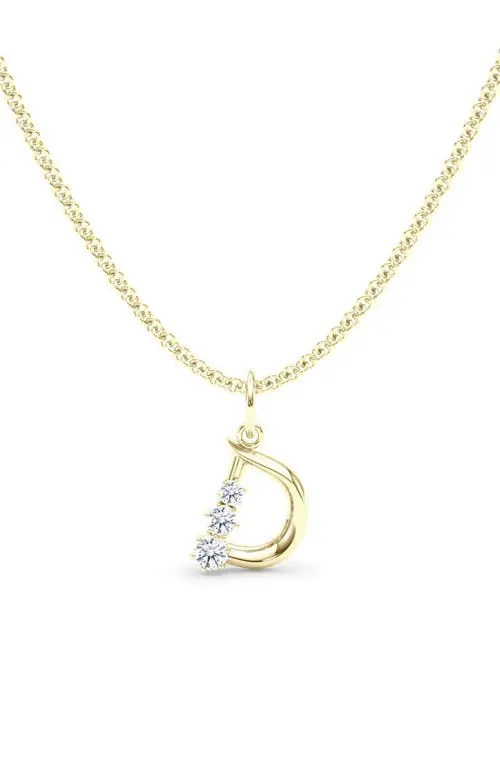 HAUTECARAT Lab Created Diamond Initial Pendant Necklace - D - 18k Yellow Gold
