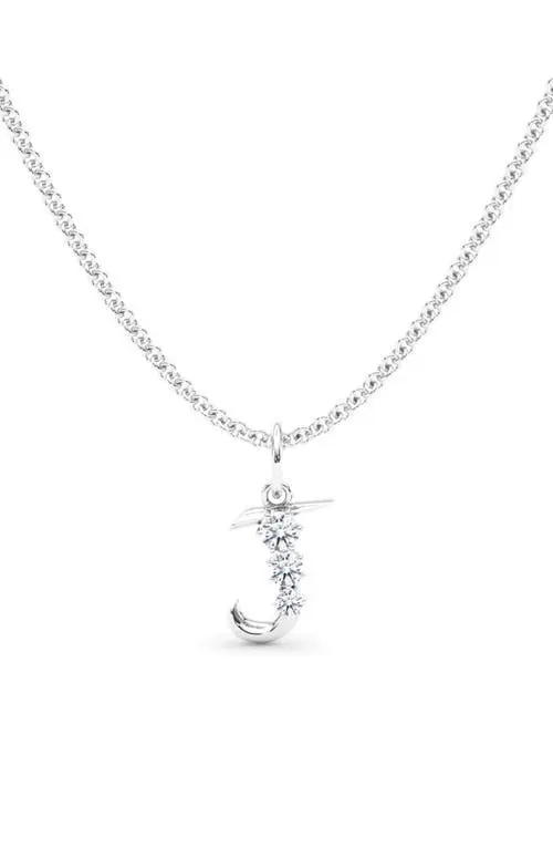 HAUTECARAT Lab Created Diamond Initial Pendant Necklace - J - 18k White Gold