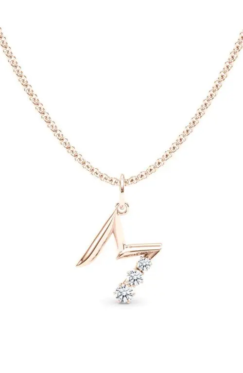 HAUTECARAT Lab Created Diamond Initial Pendant Necklace - M - 18k Rose Gold