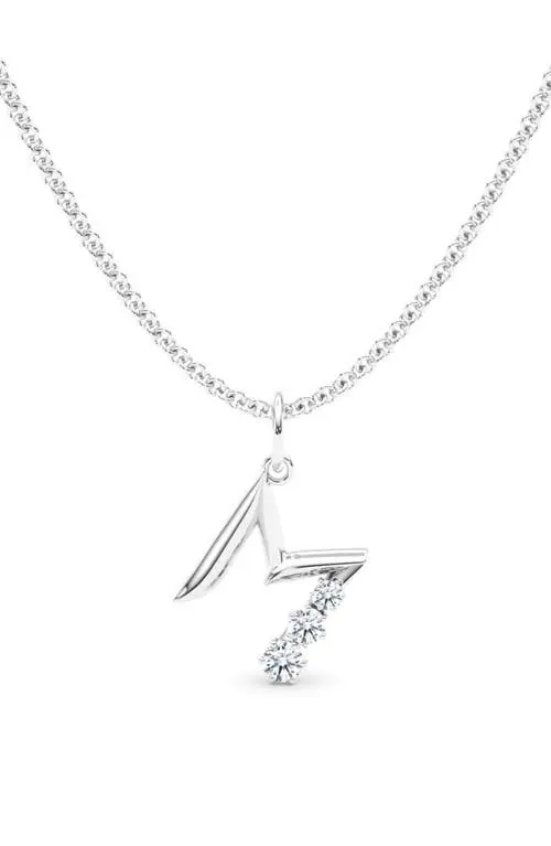 HAUTECARAT Lab Created Diamond Initial Pendant Necklace - M - 18k White Gold