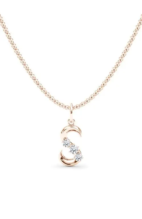 HAUTECARAT Lab Created Diamond Initial Pendant Necklace - S - 18k Rose Gold