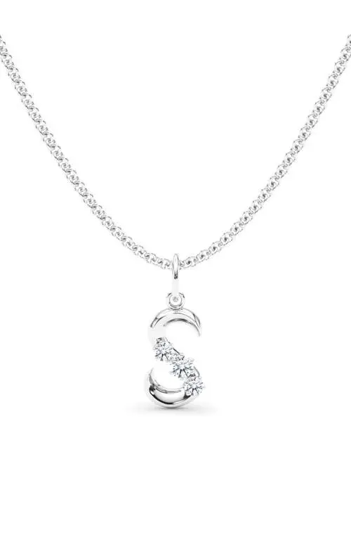 HAUTECARAT Lab Created Diamond Initial Pendant Necklace - S - 18k White Gold