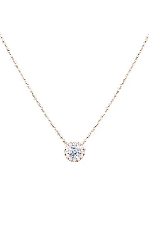 HAUTECARAT Round Brilliant Halo Lab-created Diamond Pendant Necklace - 18k Rose Gold