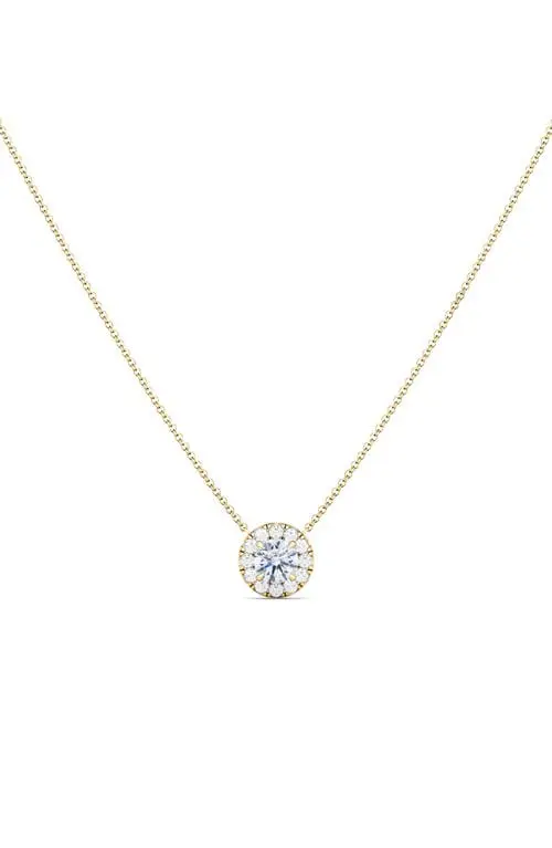HAUTECARAT Round Brilliant Halo Lab-created Diamond Pendant Necklace - 18k Yellow Gold
