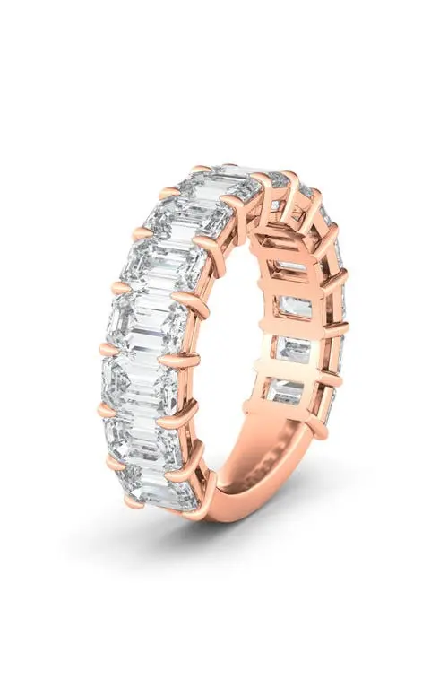 HAUTECARAT Emerald Cut Lab Created Diamond Eternity Ring - Rose Gold