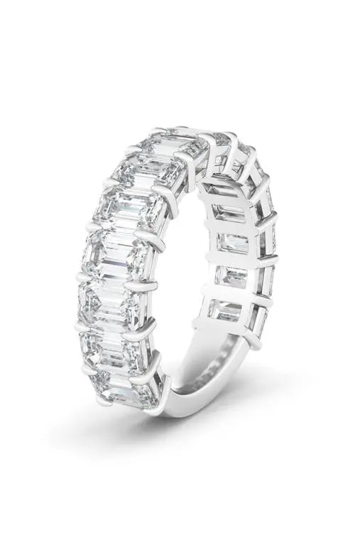 HAUTECARAT Emerald Cut Lab Created Diamond Eternity Ring - White Gold