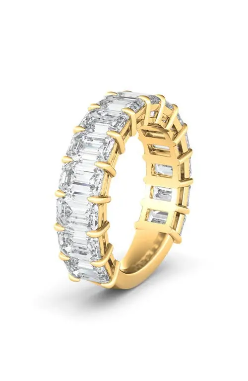 HAUTECARAT Emerald Cut Lab Created Diamond Eternity Ring - Yellow Gold