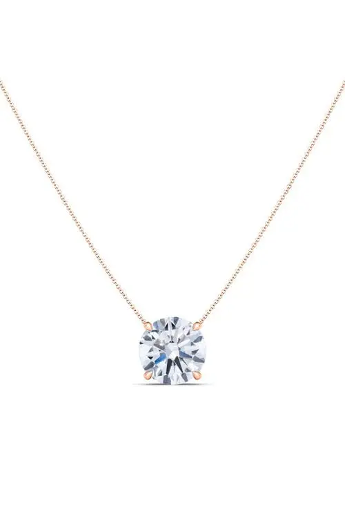 HAUTECARAT Round Brilliant Lab-created Diamond Pendant Necklace - 18k Rose Gold