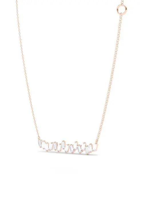 HAUTECARAT Baguette Lab Created Diamond Bar Pendant Necklace - 18k Rose Gold