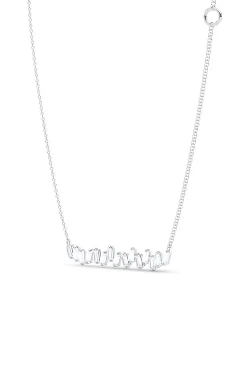 HAUTECARAT Baguette Lab Created Diamond Bar Pendant Necklace - 18k White Gold