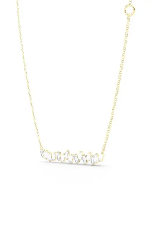 HAUTECARAT Baguette Lab Created Diamond Bar Pendant Necklace - 18k Yellow Gold