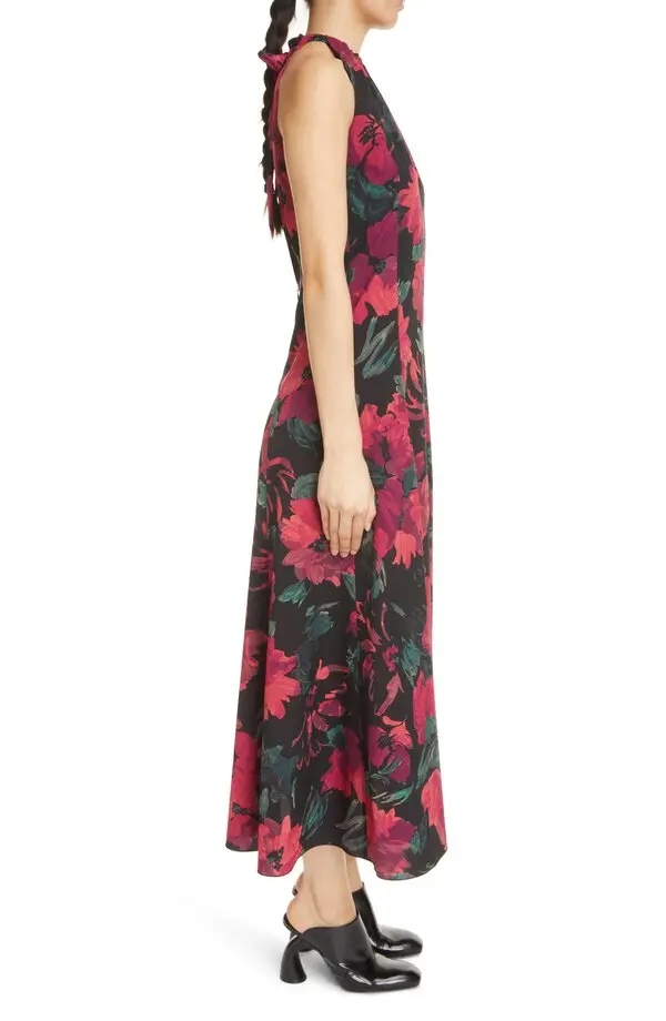Dries Van Noten Dinamos Floral Halter Neck Dress In Black 900 - 60% Off |  Editorialist