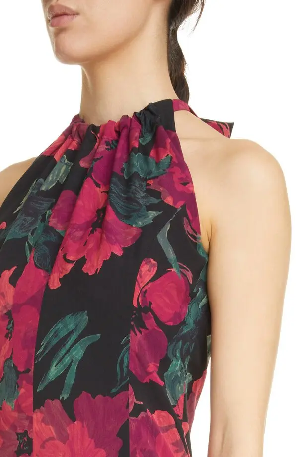 Dries Van Noten Dinamos Floral Halter Neck Dress In Black 900 - 60% Off |  Editorialist