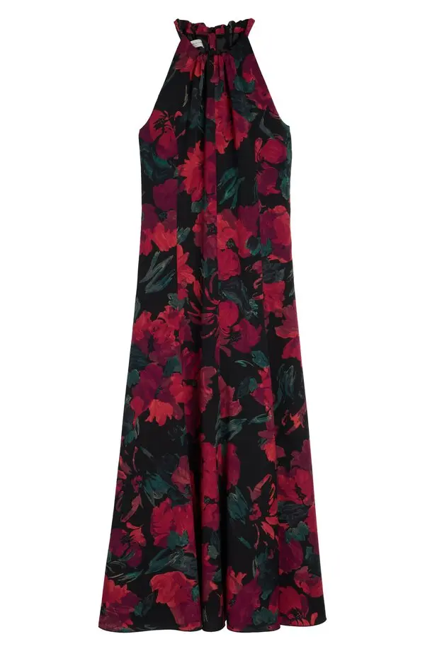 Dries Van Noten Dinamos Floral Halter Neck Dress In Black 900 - 60% Off |  Editorialist