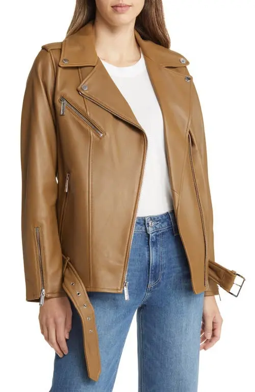 Michael Kors Oversize Moto Leather Jacket