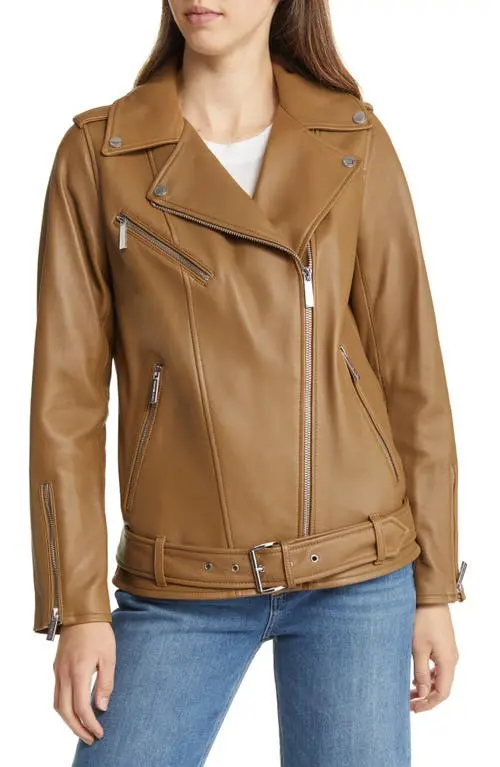 Michael Kors Oversize Moto Leather Jacket