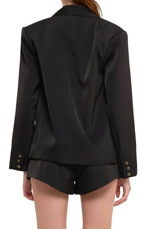 GREY LAB One-button Satin Blazer - Black