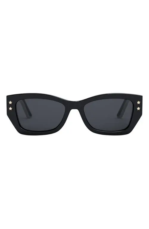 Dior Pacific S2u 53mm Rectangular Sunglasses - Shiny Black/smoke