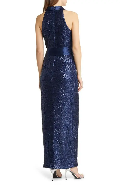 Eliza J Sequin Tuxedo Gown