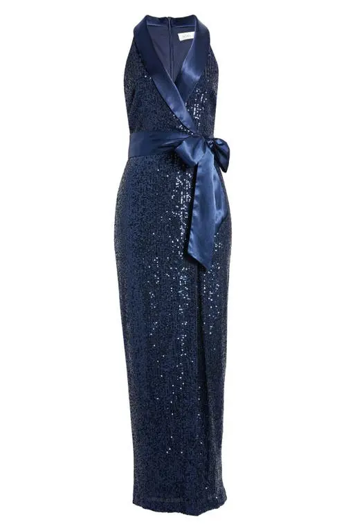 Eliza J Sequin Tuxedo Gown