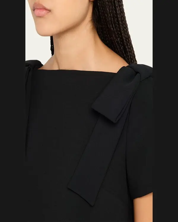 Carolina Herrera Crepe Column Gown With Shoulder Bows - Black