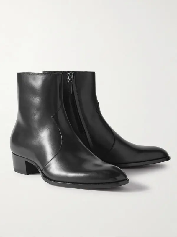 Saint Laurent Wyatt 40 Zipped Boot in Black Size 40| 8 Saint Laurent Wyatt 40 Harness Boot in Black | FWRD main image 2