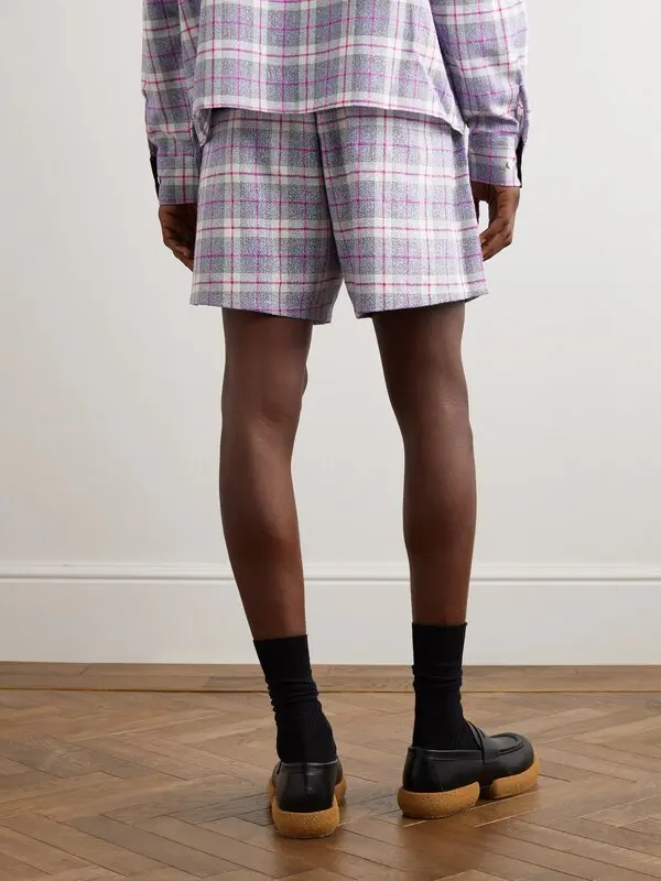 4SDESIGNS Straight-leg Checked Wool-blend Bouclé Shorts
