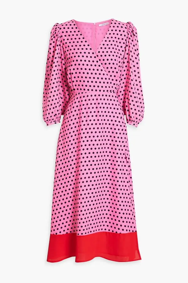 open lace back dress Elegant Polka Dot Wrap Dress with Puff Sleeves  Victoria Ronaldo