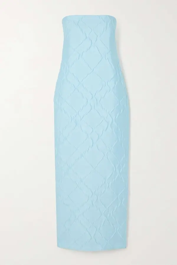 Emilia Wickstead Henrietta Strapless Cutout Cloqu Gown - Light Blue |  Editorialist