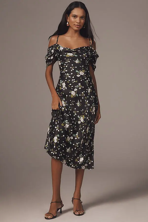 BL-NK Paterly Off-shoulder Slip Dress