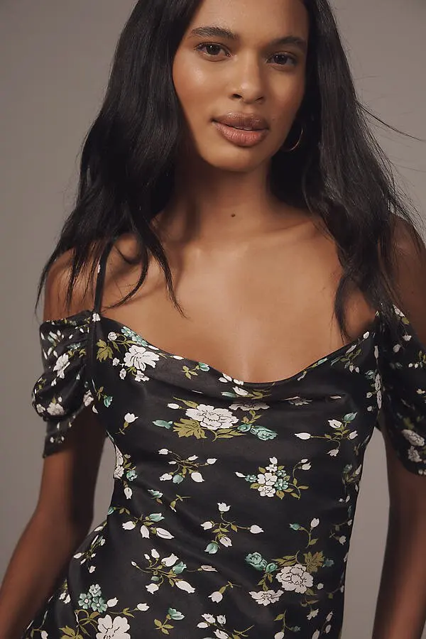 BL-NK Paterly Off-shoulder Slip Dress