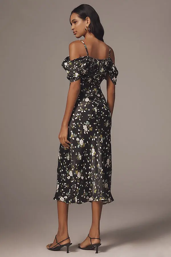 BL-NK Paterly Off-shoulder Slip Dress