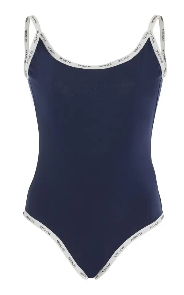 Moncler Logo Trim One-piece Swimsuit - Blue