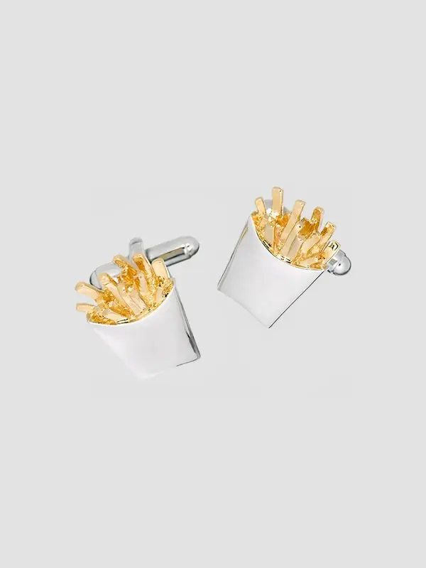 LINK UP French Fries Cufflinks - Gold Silver