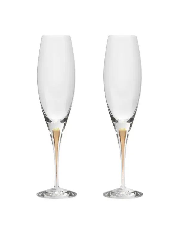 ORREFORS Intermezzo Gold 2-piece Champagne Glass Set