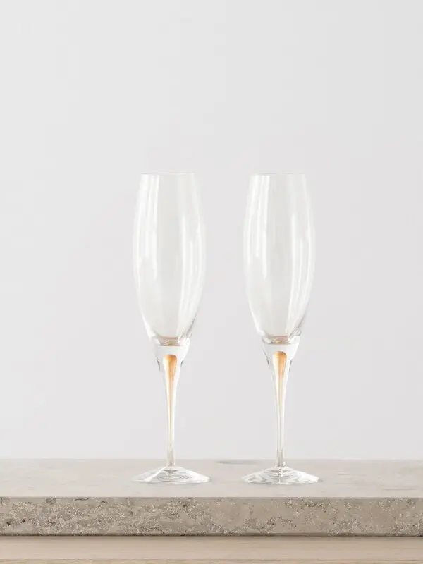 ORREFORS Intermezzo Gold 2-piece Champagne Glass Set