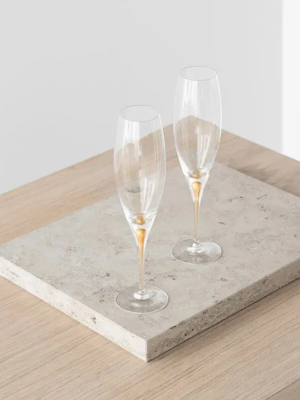 ORREFORS Intermezzo Gold 2-piece Champagne Glass Set