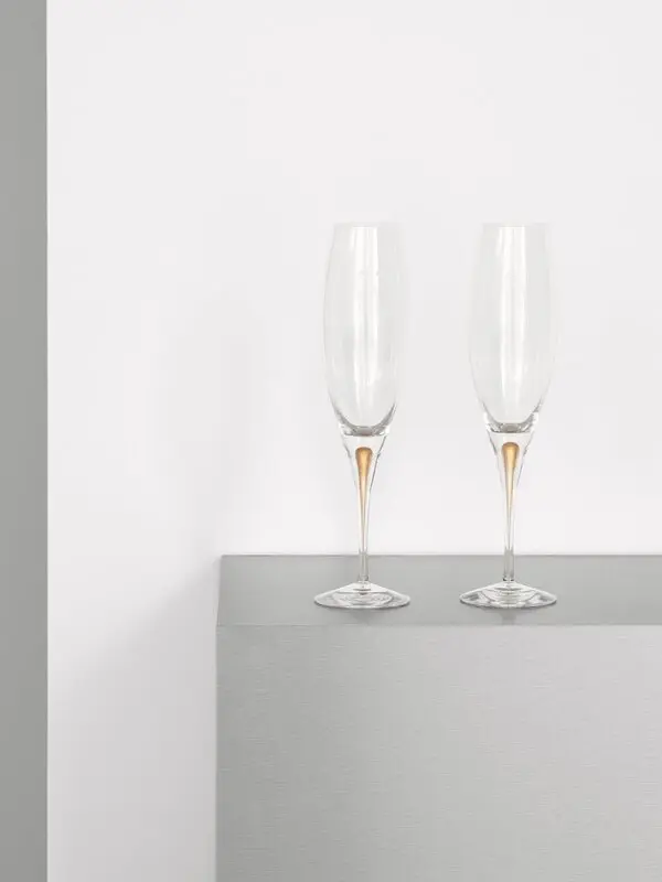 ORREFORS Intermezzo Gold 2-piece Champagne Glass Set